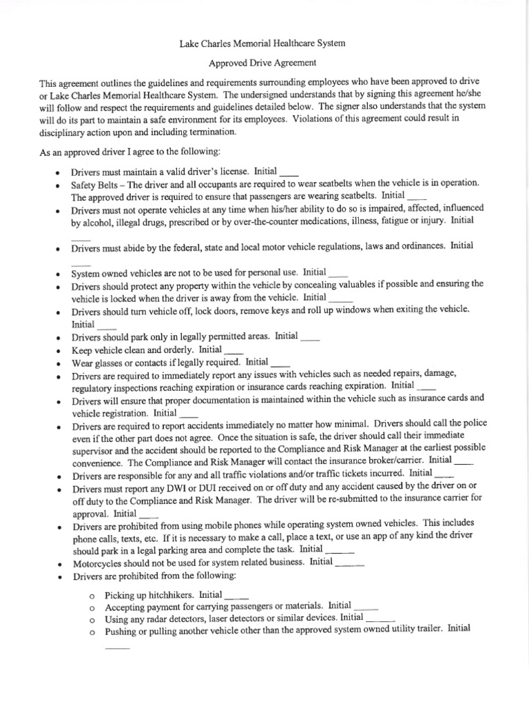 Approved Driver Agreement | PDF