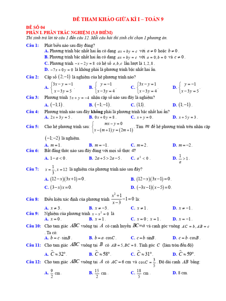 Đề GK1 Tham Khao 04 | PDF