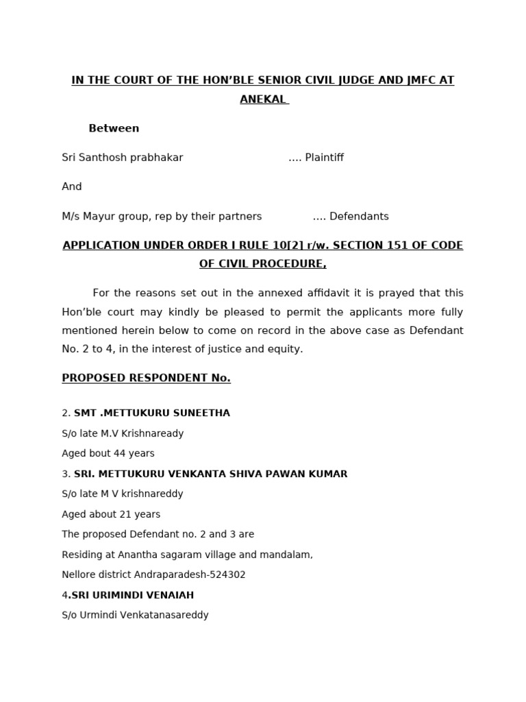 1 Rule 10 Application In Os 846 2020 Pdf