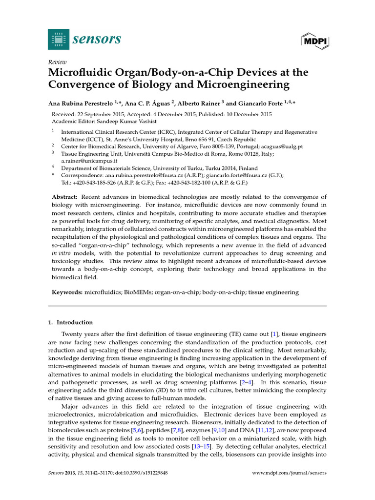 Sensors 15 29848 | PDF | Microfluidics | Biosensor