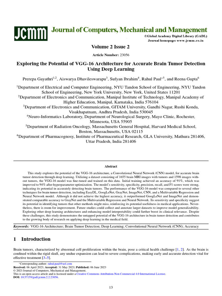 Exploring The Potential of VGG-16 Architecture For Accurate Brain Tumor ...