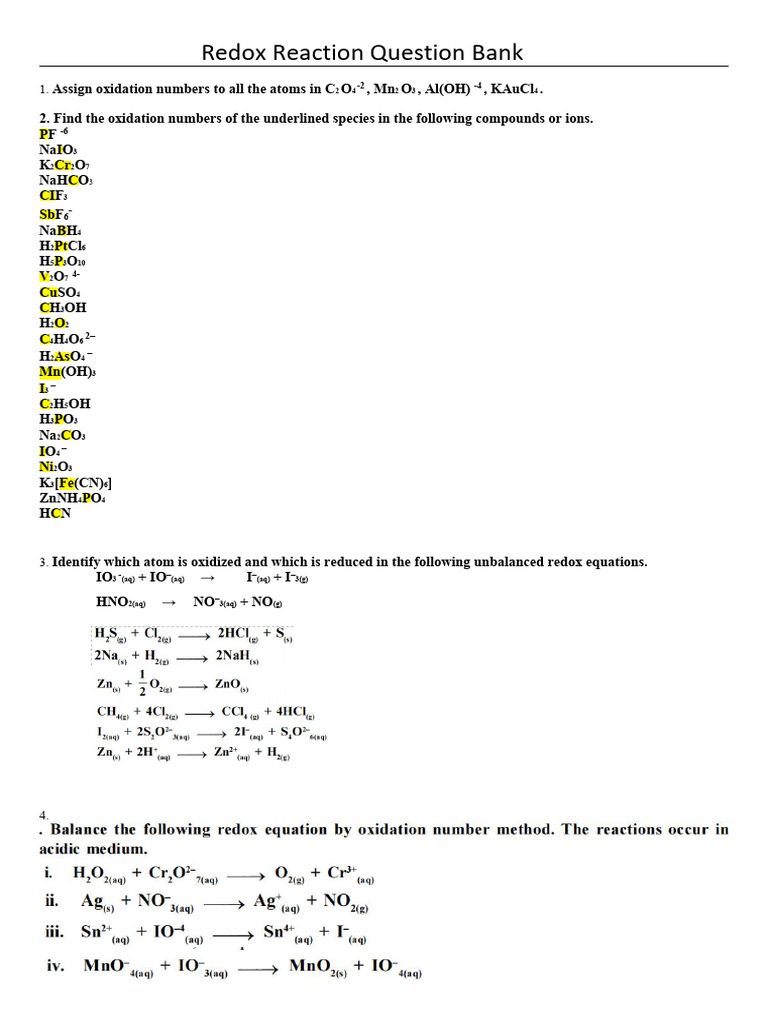 Redox Reaction | PDF | Redox | Chemical Reactions