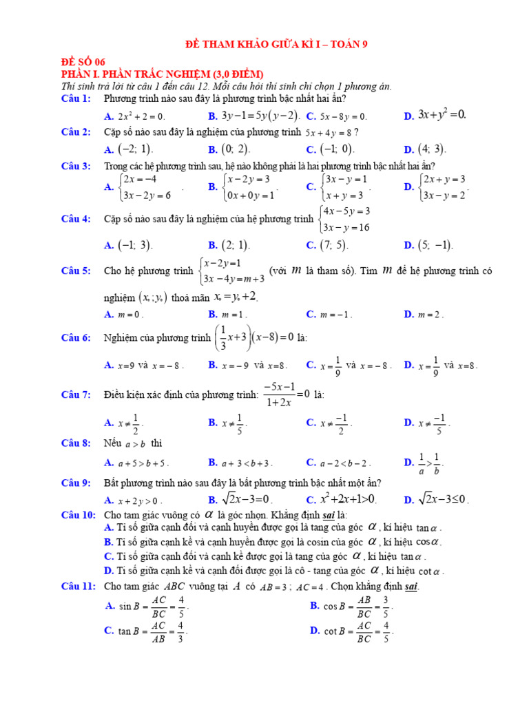 Đề GK1 Tham Khao 06 | PDF