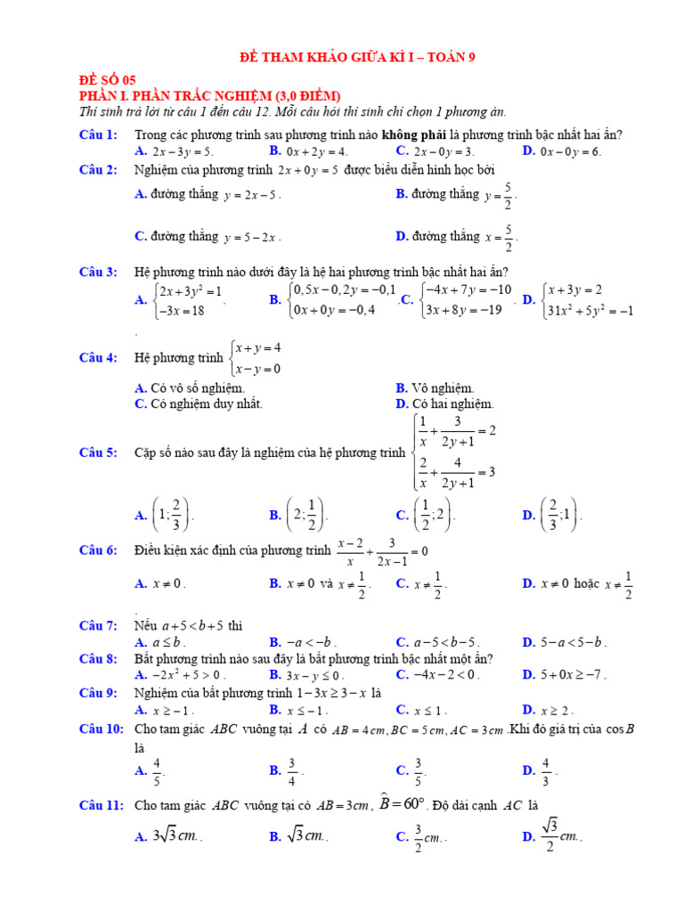 Đề GK1 Tham Khao 05 | PDF