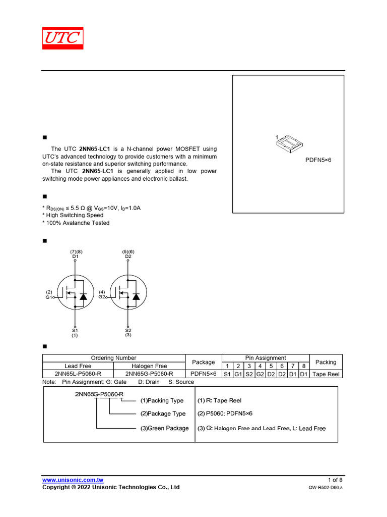 2NN65-LC1 - Mosfet | PDF | Diode | Mosfet