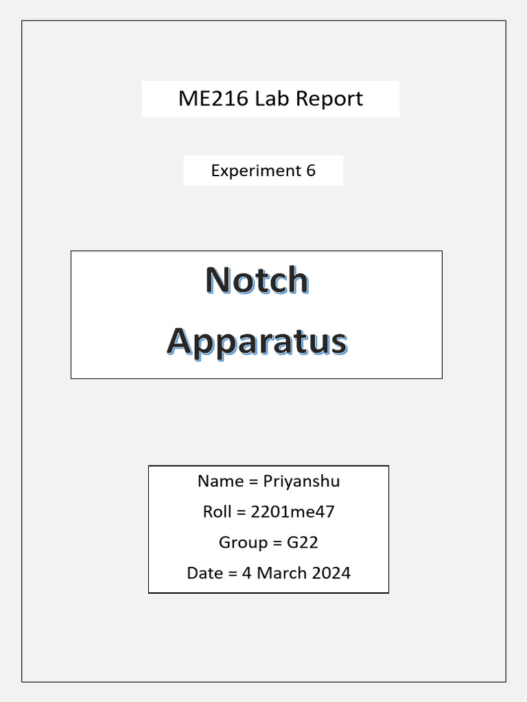 2201me47 Priyanshu Flow Measurement Using Notch Apparatus | PDF ...