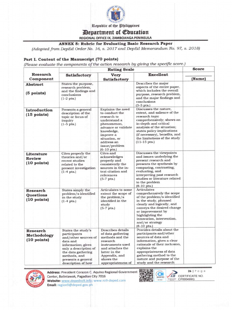 Rubric Basic Research | PDF