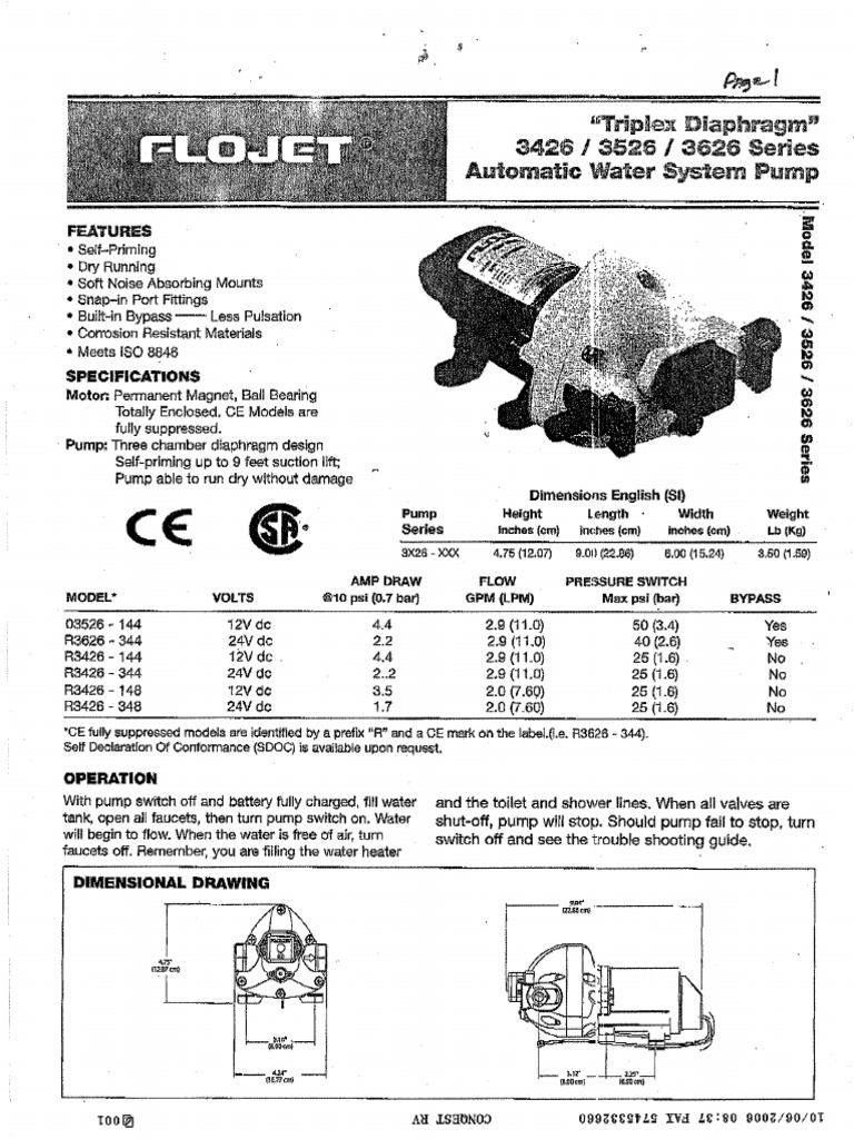 Flo Jet Water System Pump Manual | PDF