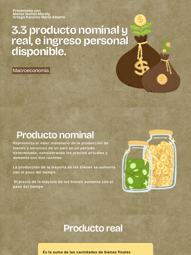 Producto Nominal y Real, e Ingreso Personal Disponible | PDF ...