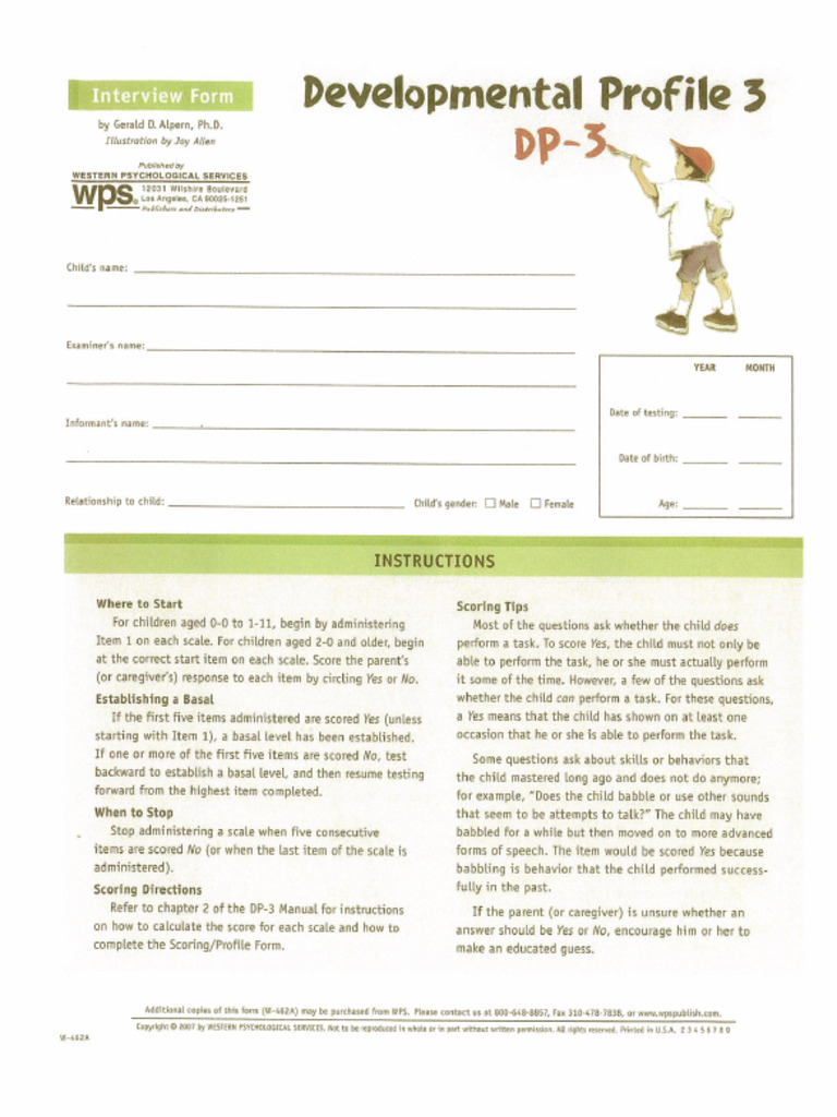 Developmental Profile 3 Sample | PDF
