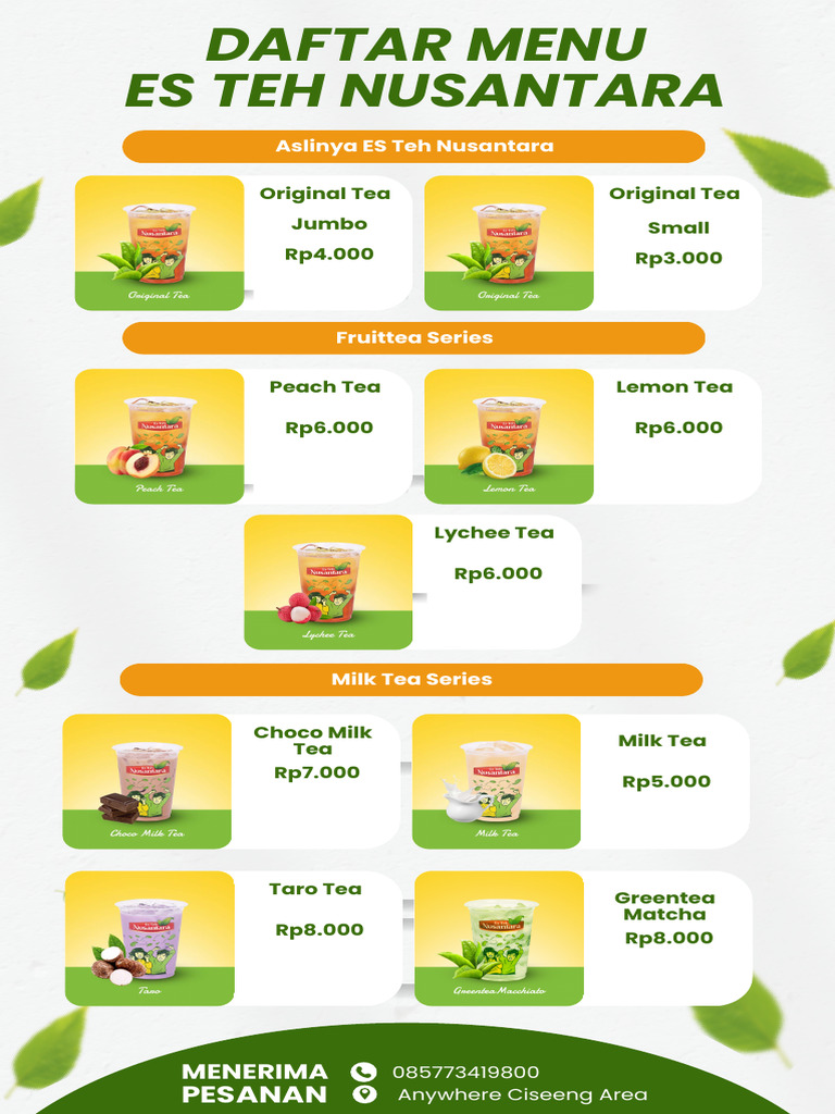 Daftar Menu Es Teh Nusantara | PDF