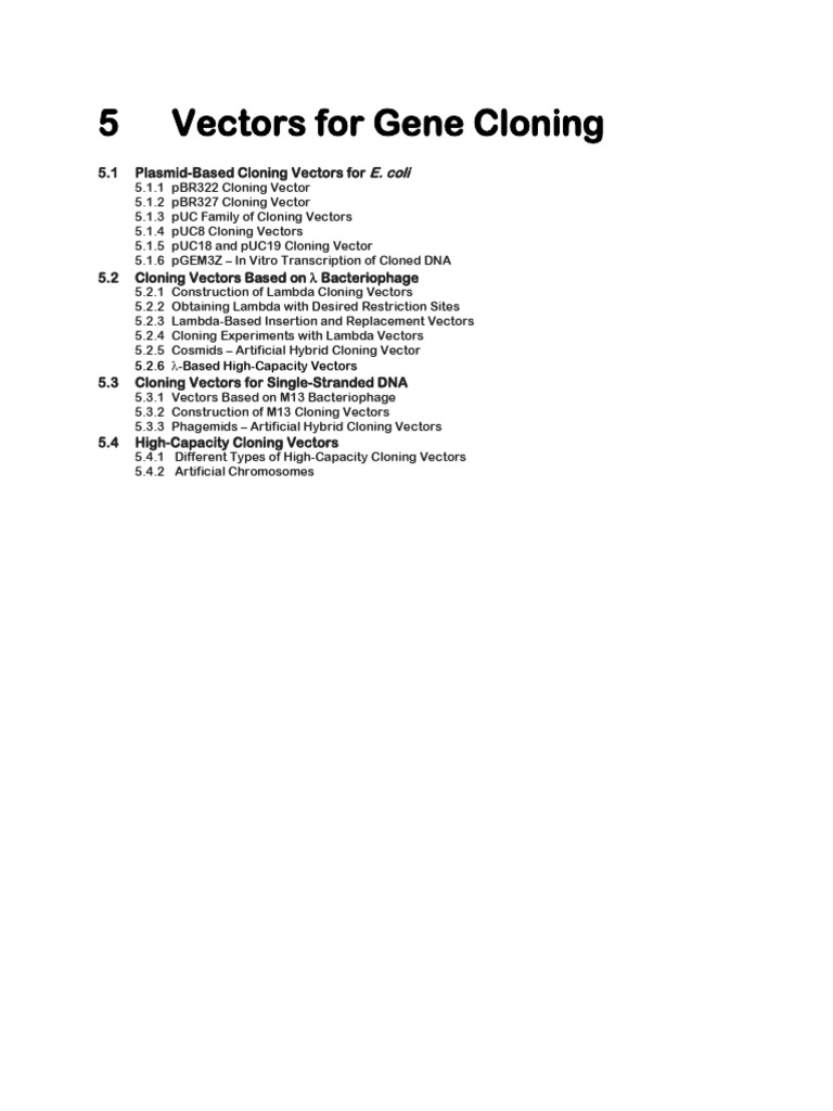 Gene Cloning Vectors Overview | PDF | Molecular Cloning | Vector ...