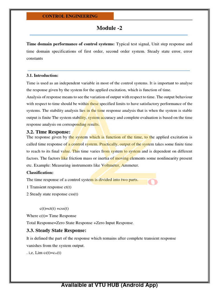 Control Engineering Module 2 | PDF | Steady State | Function (Mathematics)