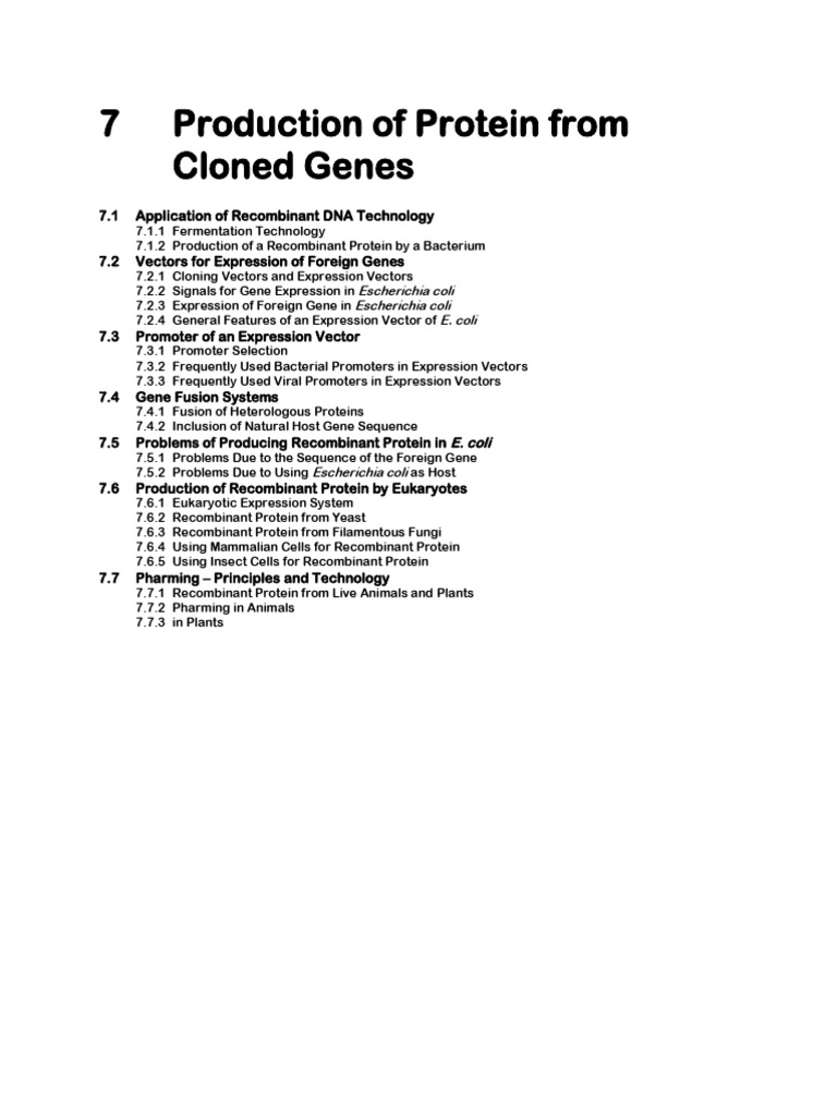 Protein Production from Cloned Genes | PDF | Operon | Promoter (Genetics)