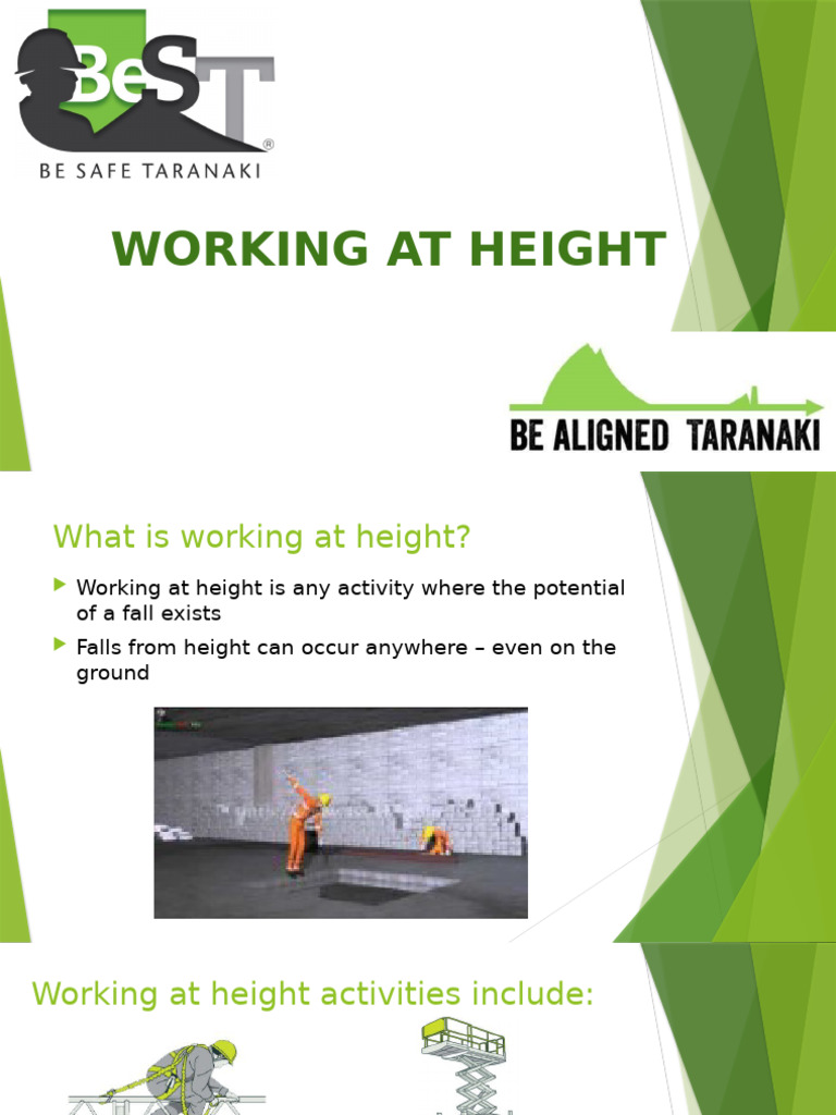 Working at Height Presentation | PDF | Scaffolding | Occupational ...