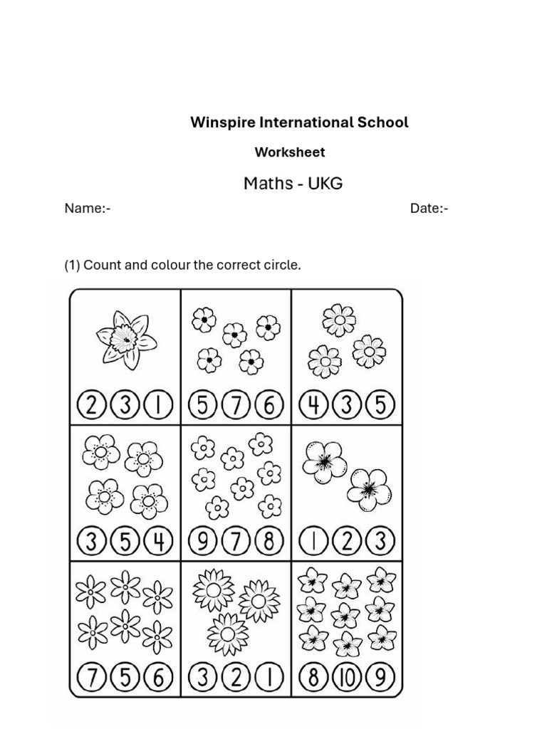 Ukg Maths Worksheet | PDF | Sports & Recreation
