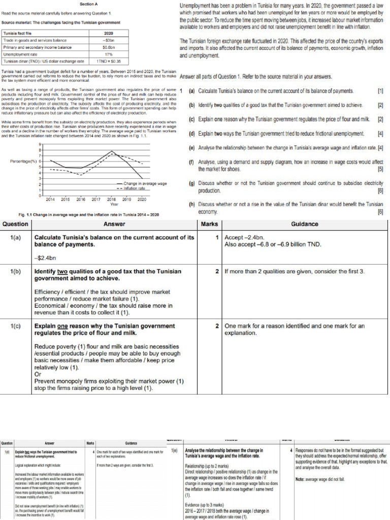 Economics Test Topics Data Response Practice | PDF