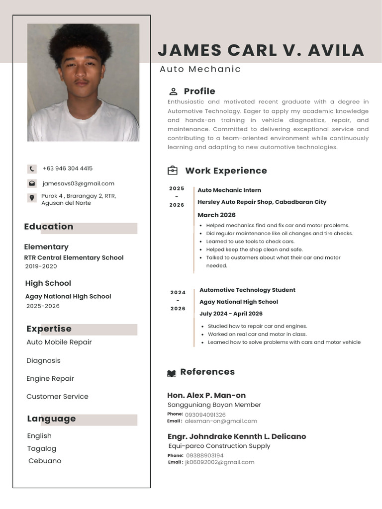 Simple Professional CV Resume | PDF | Auto Mechanic | Vehicles