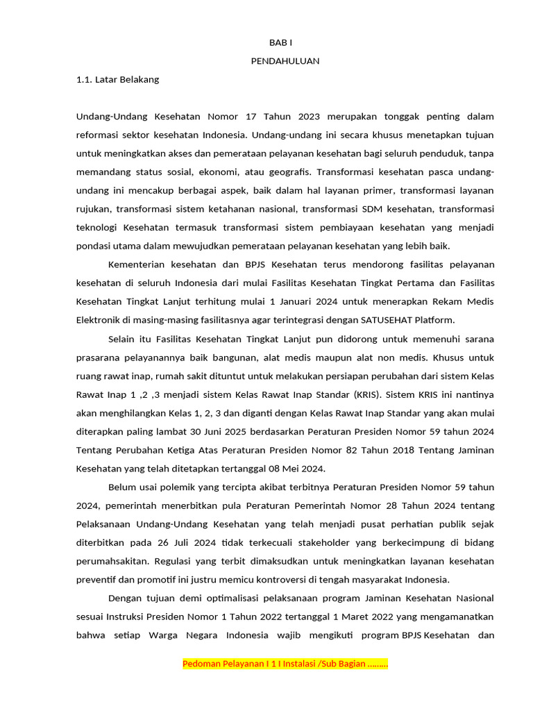 Format Pedoman Pelayanan 2024 | PDF