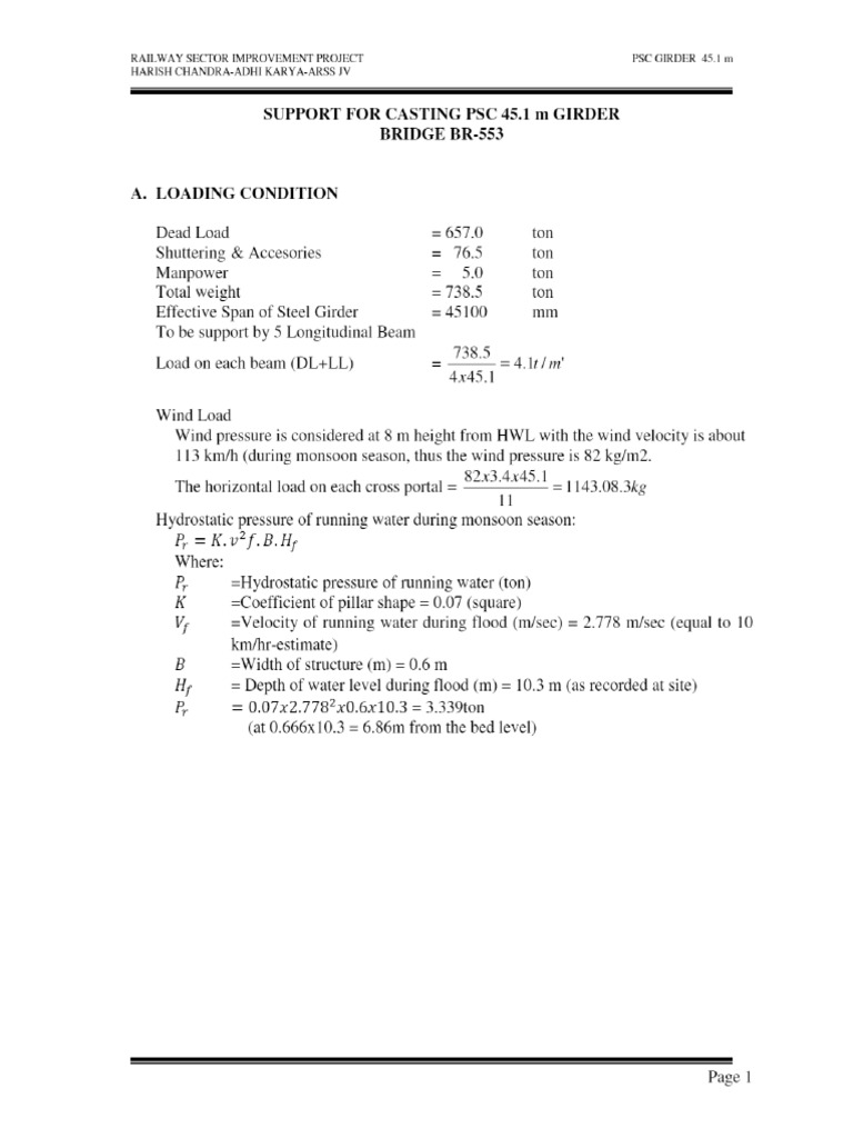 Calculation For Temporary Staging of PSC 45.1m - ILIDE - INFO Platform ...