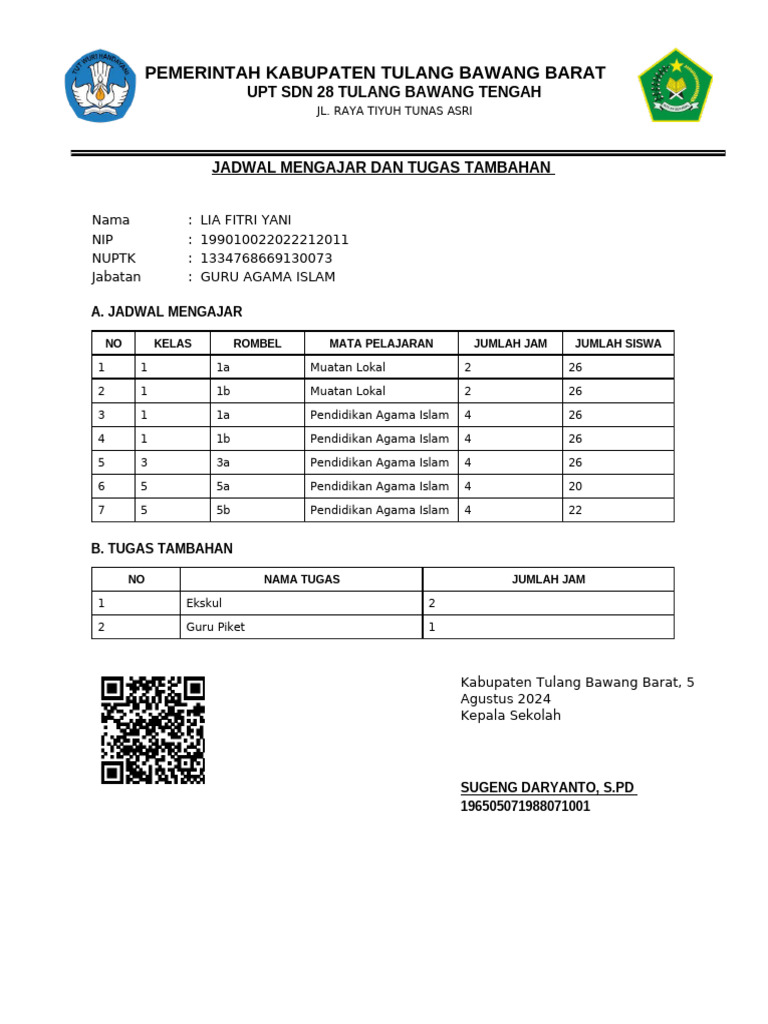 Jadwal-LIA FITRI YANI | PDF