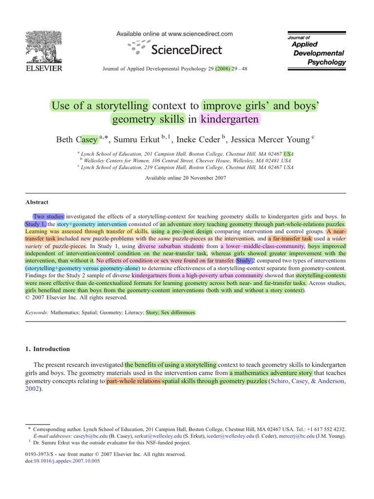 Casey 2008 Sco - Use of A Storytelling Context To Improve Girls' and ...