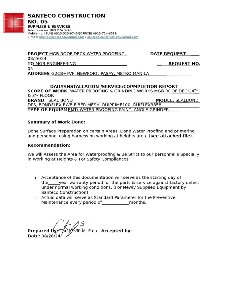 Service & Progress Report 6 | PDF