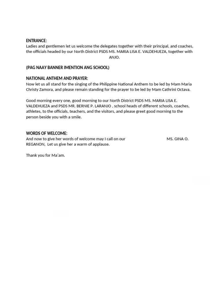 School Event Opening Ceremony | PDF