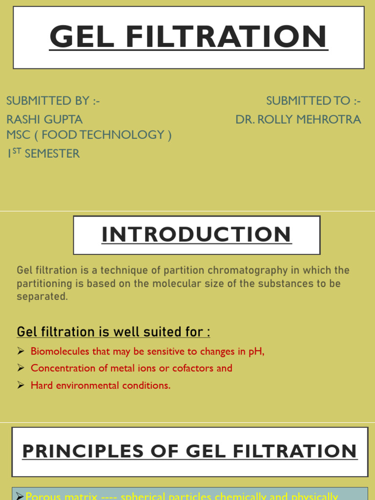 Gel Filtration: Principles & Methods | PDF | Technology & Engineering