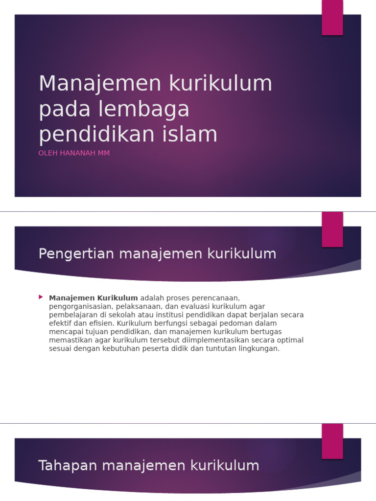 Manajemen Kurikulum Pada Lembaga Pendidikan Islam | PDF | Karier & Perkembangan | Sains & Matematika