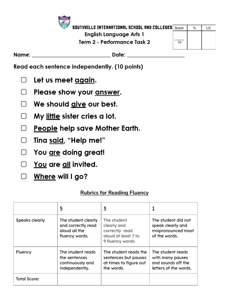 ELA 1 - PT 2 - Oral Term 2 | PDF