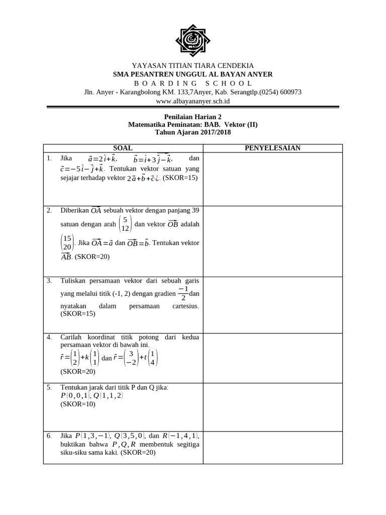 Soal Remedial Uh2 Vektor Kelas X MTP | PDF