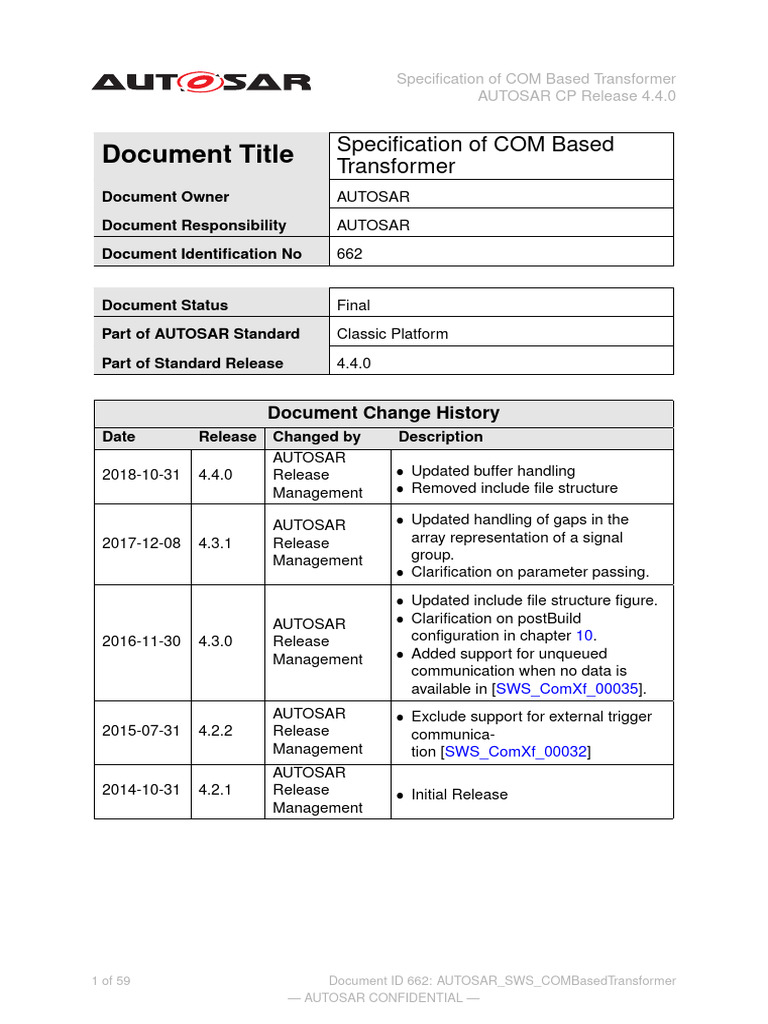 Autosar Sws Combasedtransformer | PDF | Component Object Model | Specification (Technical Standard)