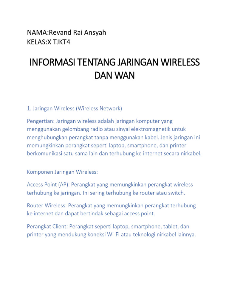Jaringan Wireless dan WAN: Panduan Lengkap | PDF | Bisnis | Komputer