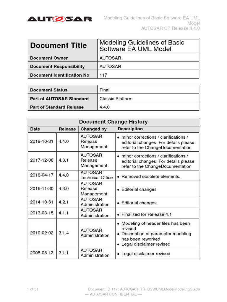 Autosar TR Bswumlmodelmodelingguide | PDF | Unified Modeling Language | Parameter (Computer ...
