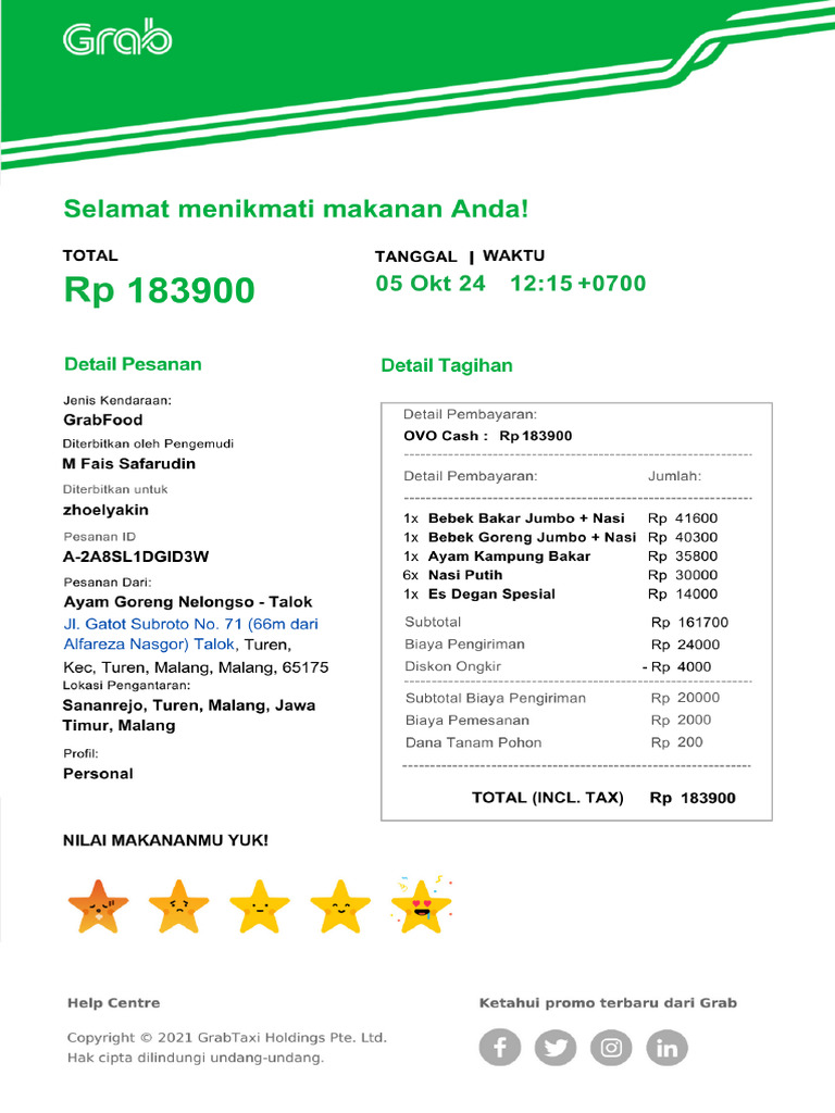 Nota Makan 5 Oktober | PDF