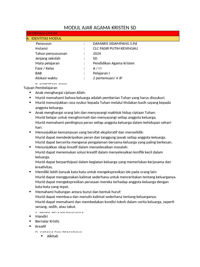Modul Ajar Agama Kristen SD Compress | PDF