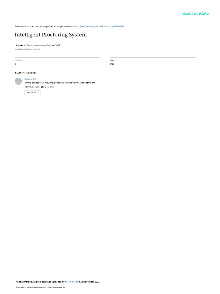 Intelligent Proctoring System | PDF | Computers
