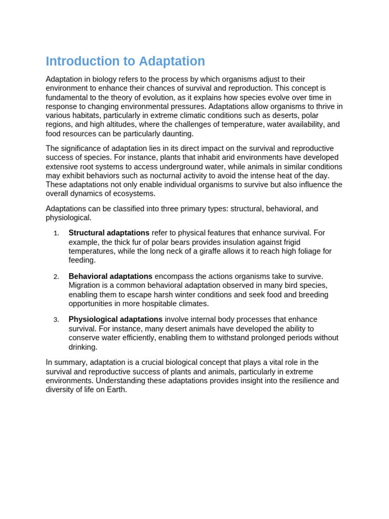 Introduction To Adaptation | PDF