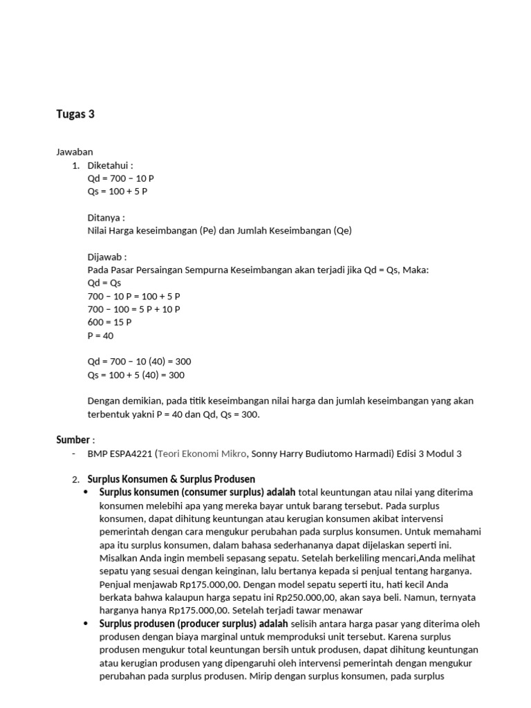 BJT - Tugas 3 (Teori Ekonomi Mikro | PDF