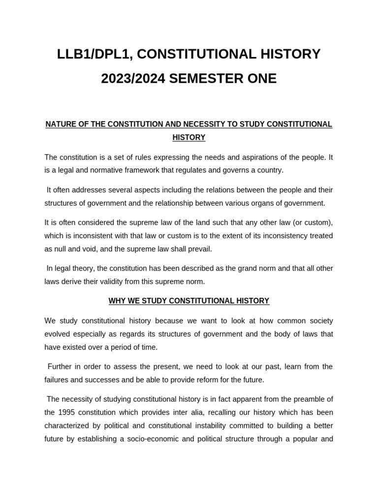 Constitutional History Notes | PDF | Uganda | Citizenship