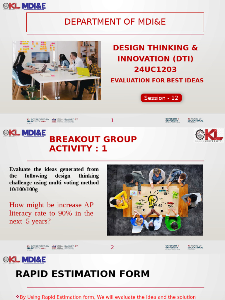 Session 12 CO3 Evaluation For Best Ideas | PDF