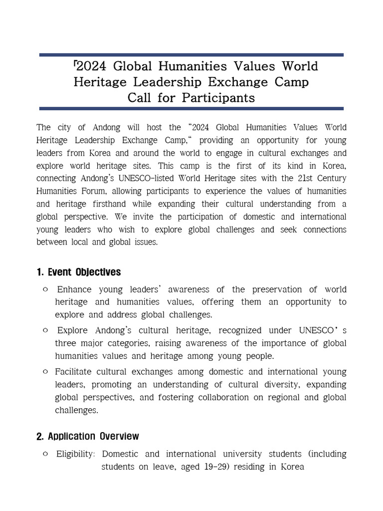 2024 Heritage Leadership Camp Call | PDF | World Heritage Site