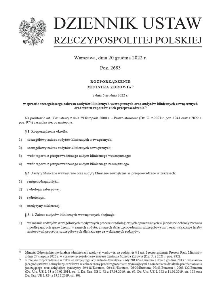 Dziennik Ustaw: Rzeczypospolitej Polskiej | PDF