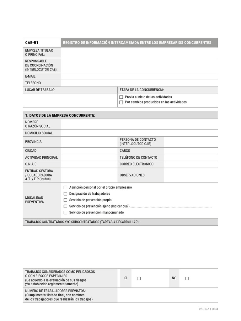 A8 CAE R1. Registro de Información Intercambiada Entre Los Empresarios ...