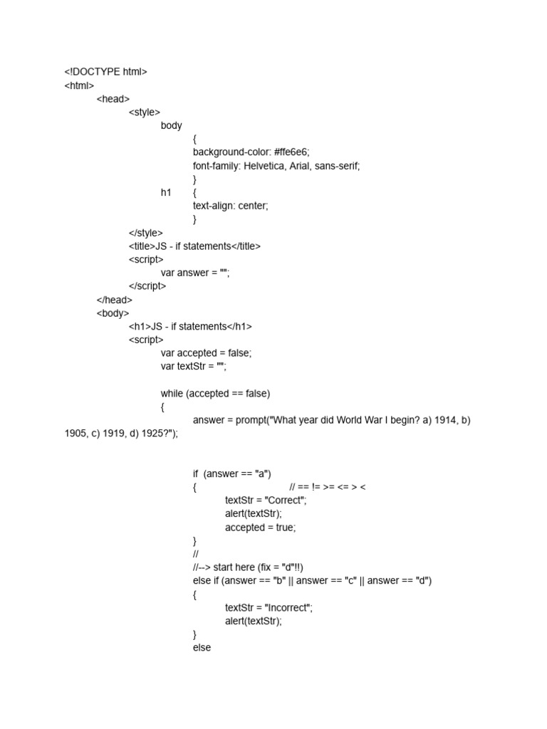 Example Quiz Code | PDF
