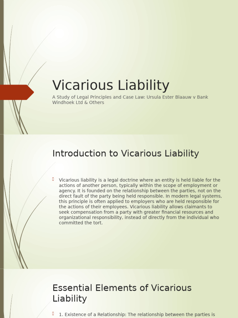 Vicarious Liability - Chresandta | PDF | Legal Liability | Vicarious ...
