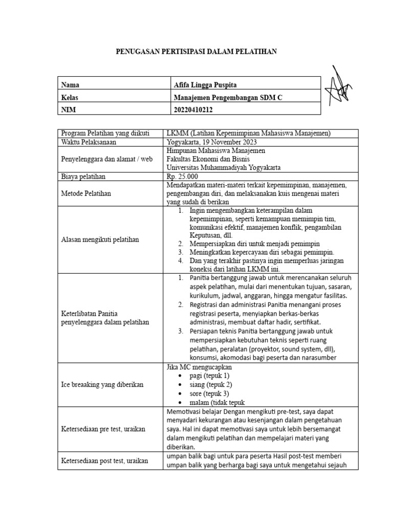 Penugasan Dalam Pelatihan - Afifa Lingga - C - 212 | PDF