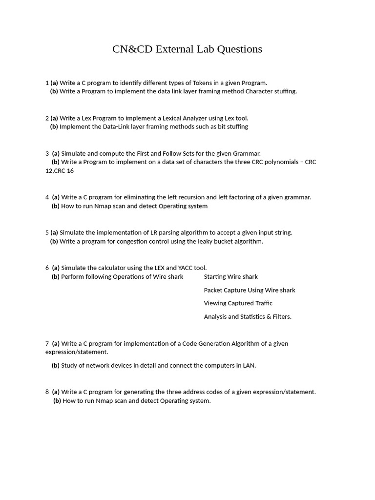CD-CN Lab Questions | PDF