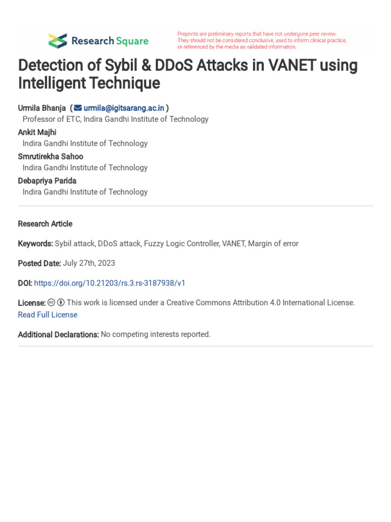 V1 Covered Pdf Denial Of Service Attack Wireless Sensor Network